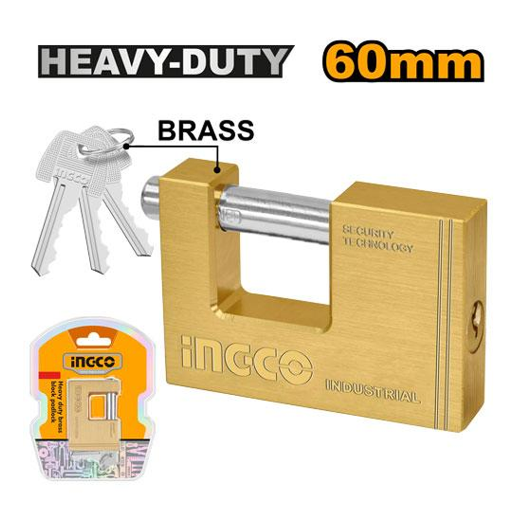 Ingco Heavy Duty Brass Block Padlock 60mm Dbbpl0602 – Alhadefh Bulding ...