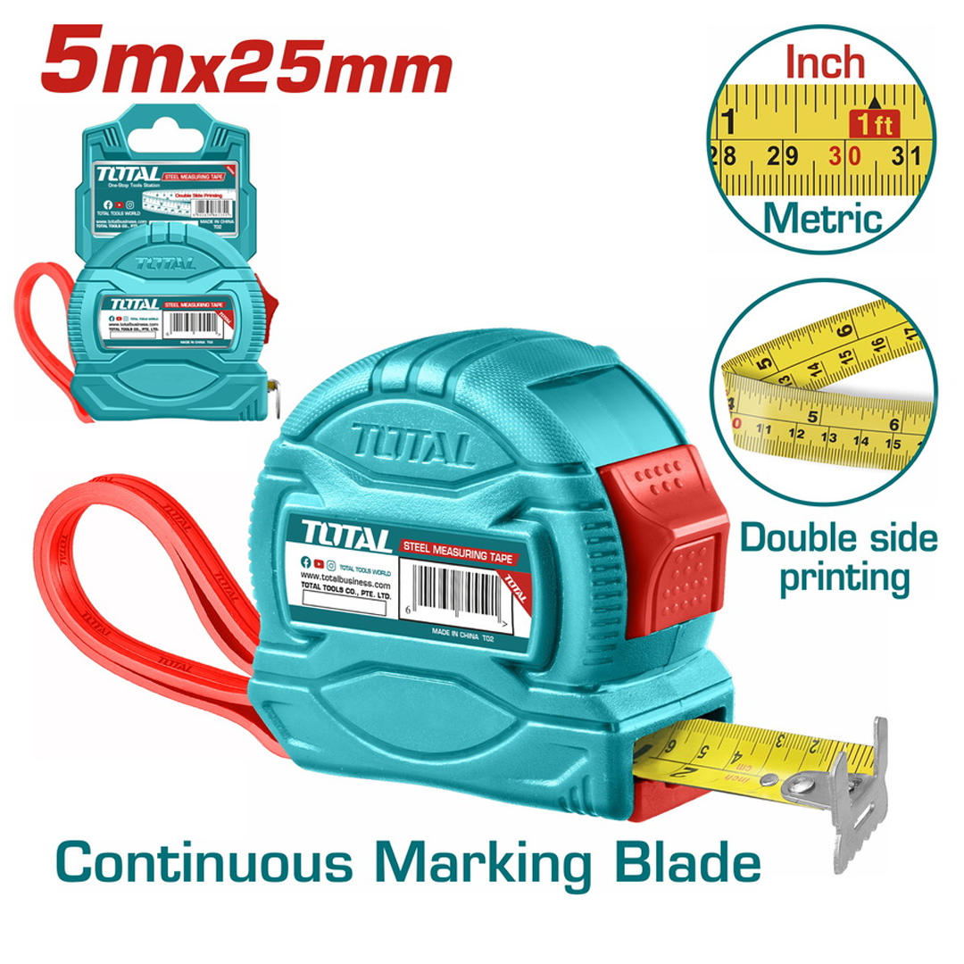 Total Steel Measuring Tape 5mtr Tmt34525 – Alhadefh Bulding Materials