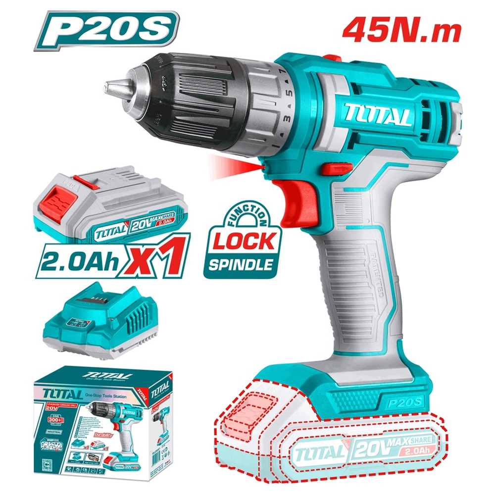 Total Lithium-Lon Cordless Drill 20v Tdli200518 – Alhadefh Bulding ...