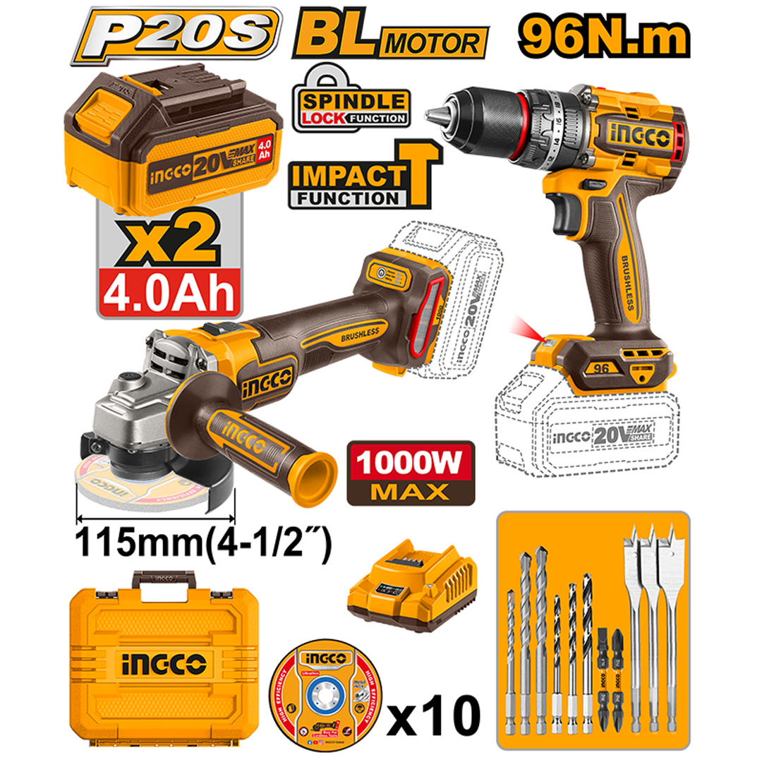 Ingco Cordless 2pcs Combo Kit Cosli241298 – Alhadefh Bulding Materials