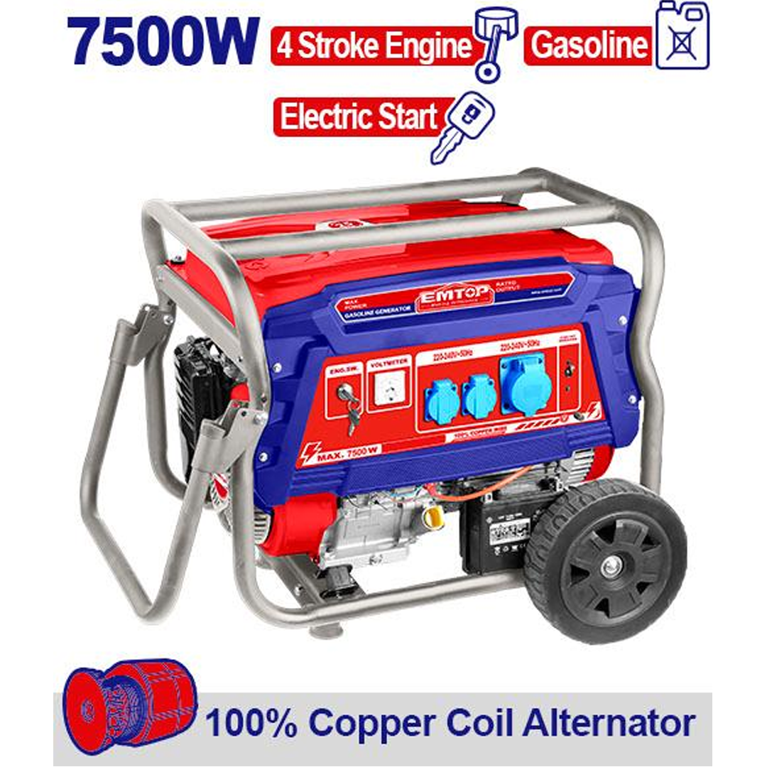 Emtop Gasoline Generator 7500w EGGRD7511 – Alhadefh Bulding Materials