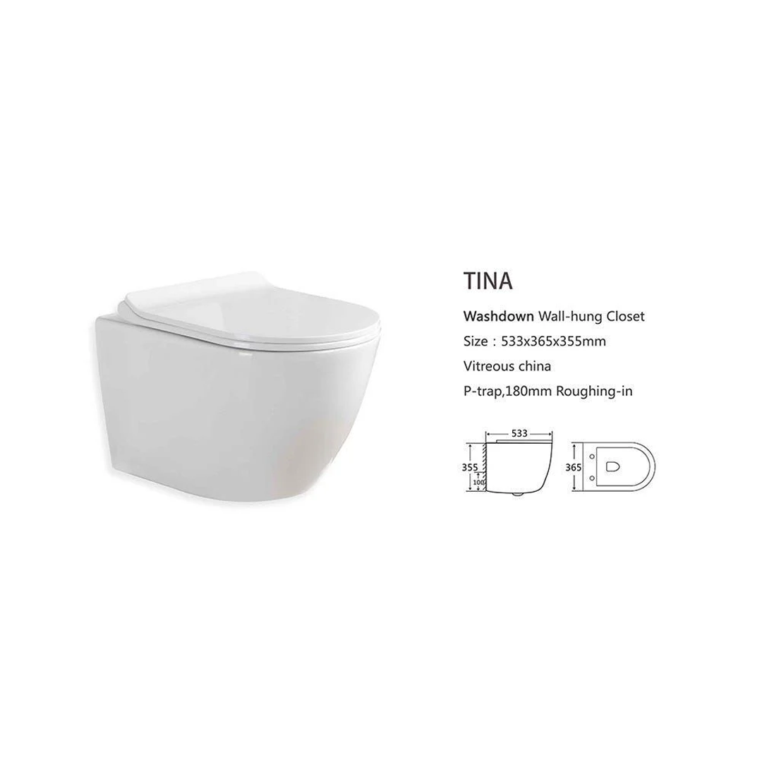 Milano Tina Wall Hung Wc 53.3X36.5X35.5 Cm – Alhadefh Bulding Materials