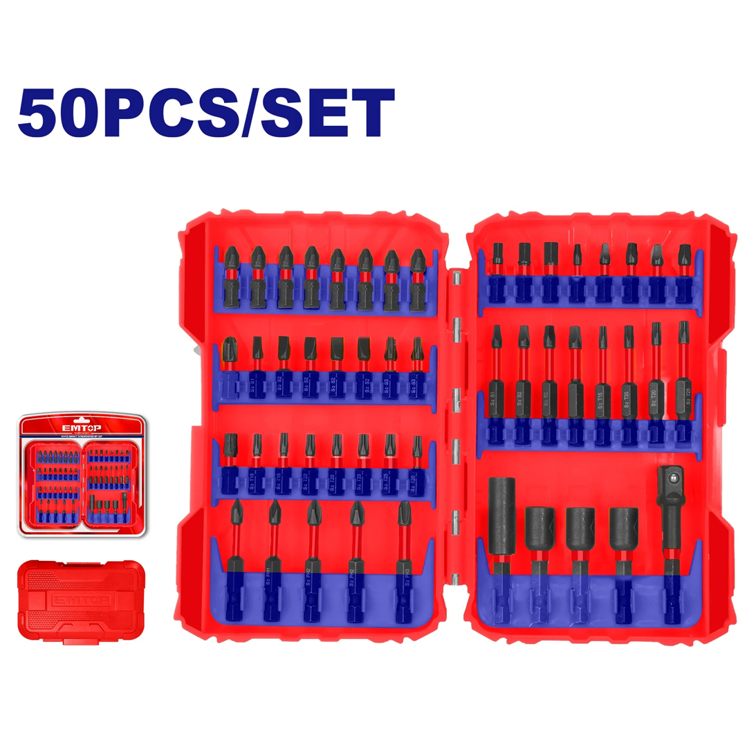 EMTOP 50 Pcs Impact Screwdriver Bits Set ESBT05001 – Alhadefh Bulding ...
